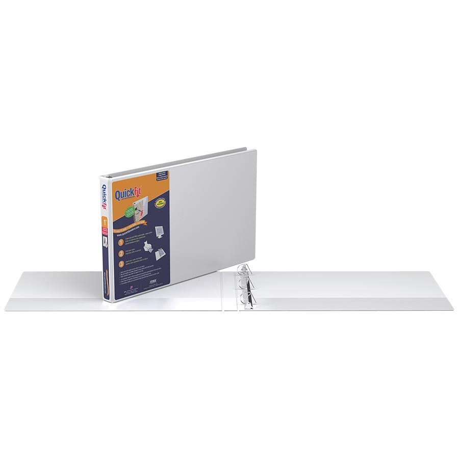 Deluxe QuickFit® Tabloid Presentation Binder White 3 in.