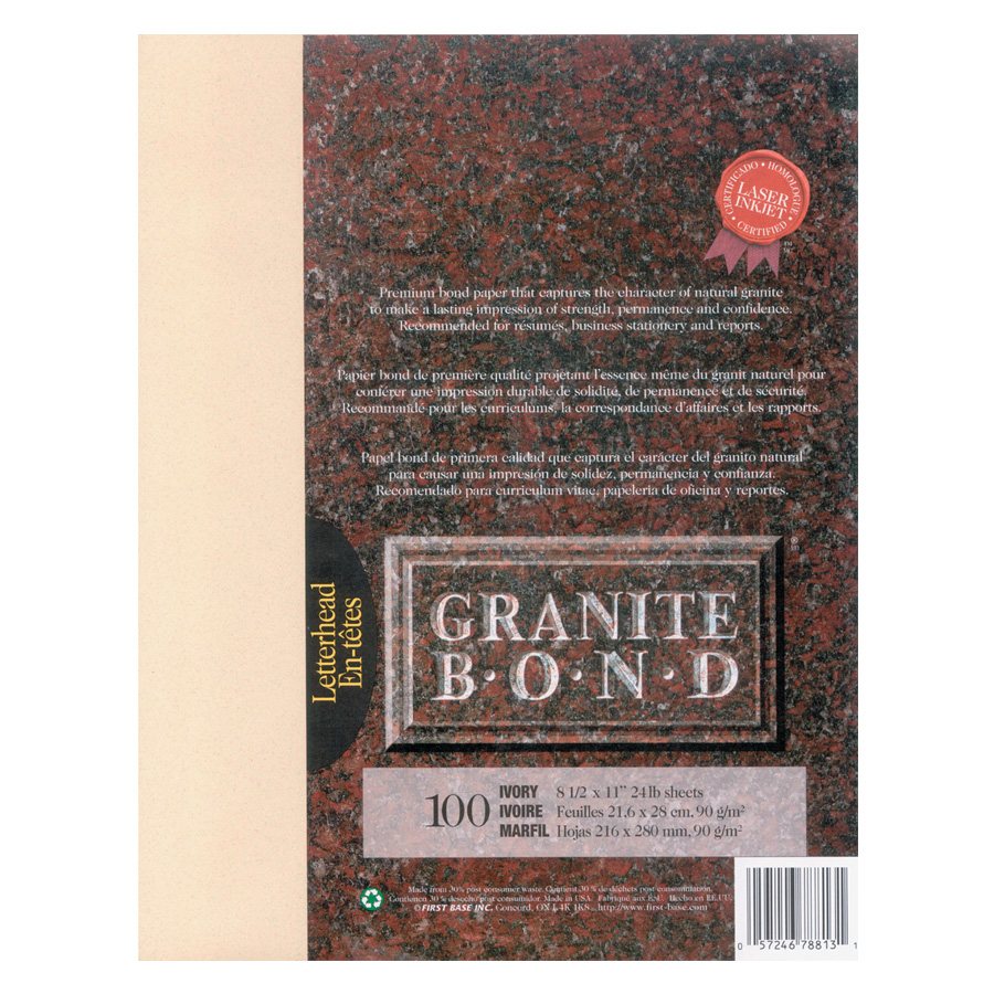 Granite Bond Paper Package of 100 white