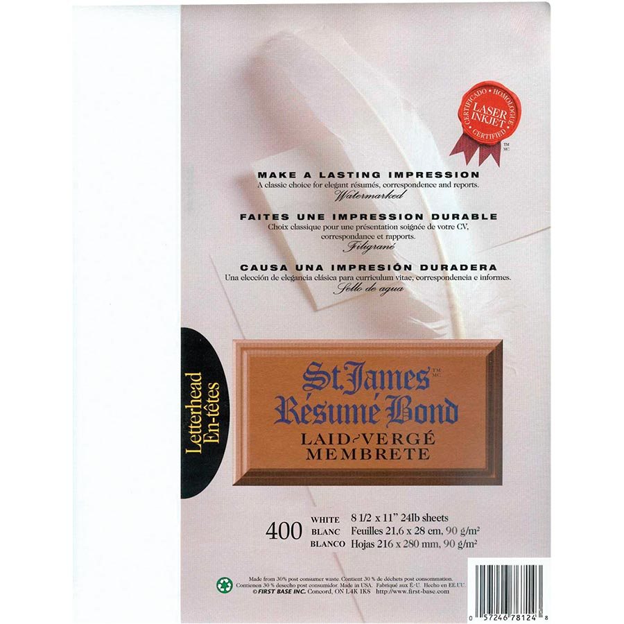 Papier Resumé Bond Fini vergé blanc