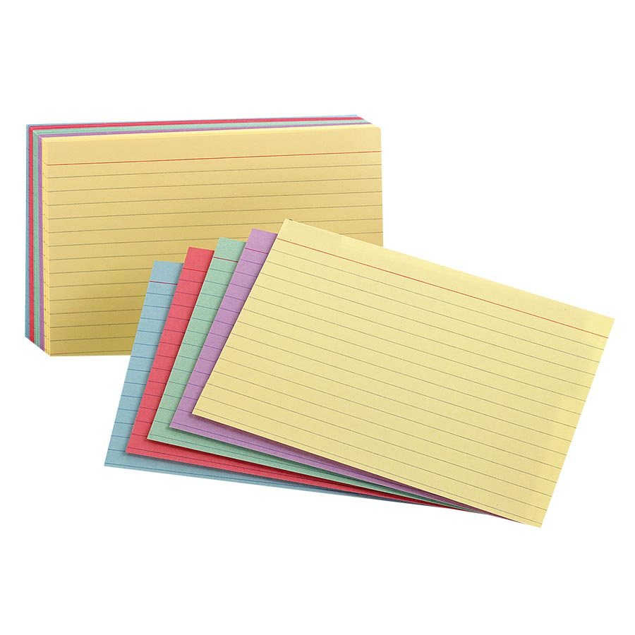 Coloured Assorted Ruled Index Cards 4 x 6"